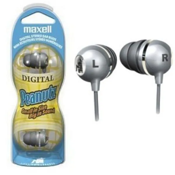 Maxell Peanutz Digital Stereo Earbuds - Silver - Cable Sales Canada
