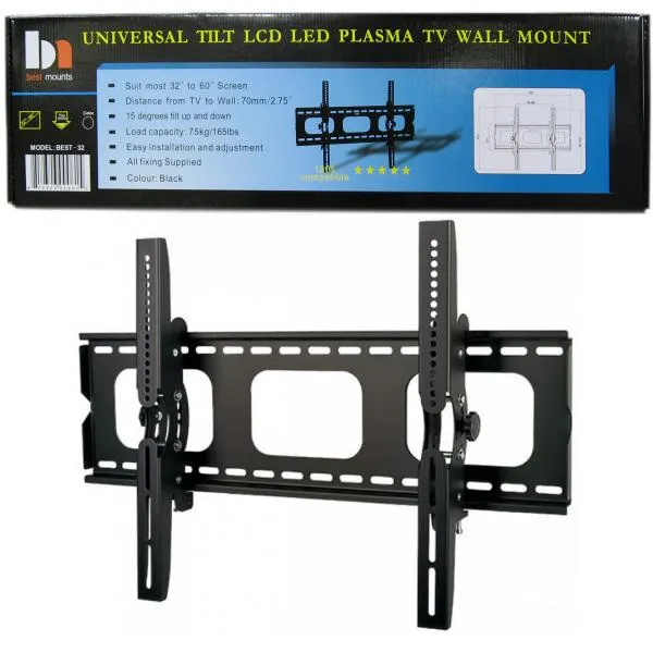 Tilting Universal LCD/Plasma TV Wall Mount Bracket - Ultra Slim - Fits 32"-60" - Cable Sales Canada
