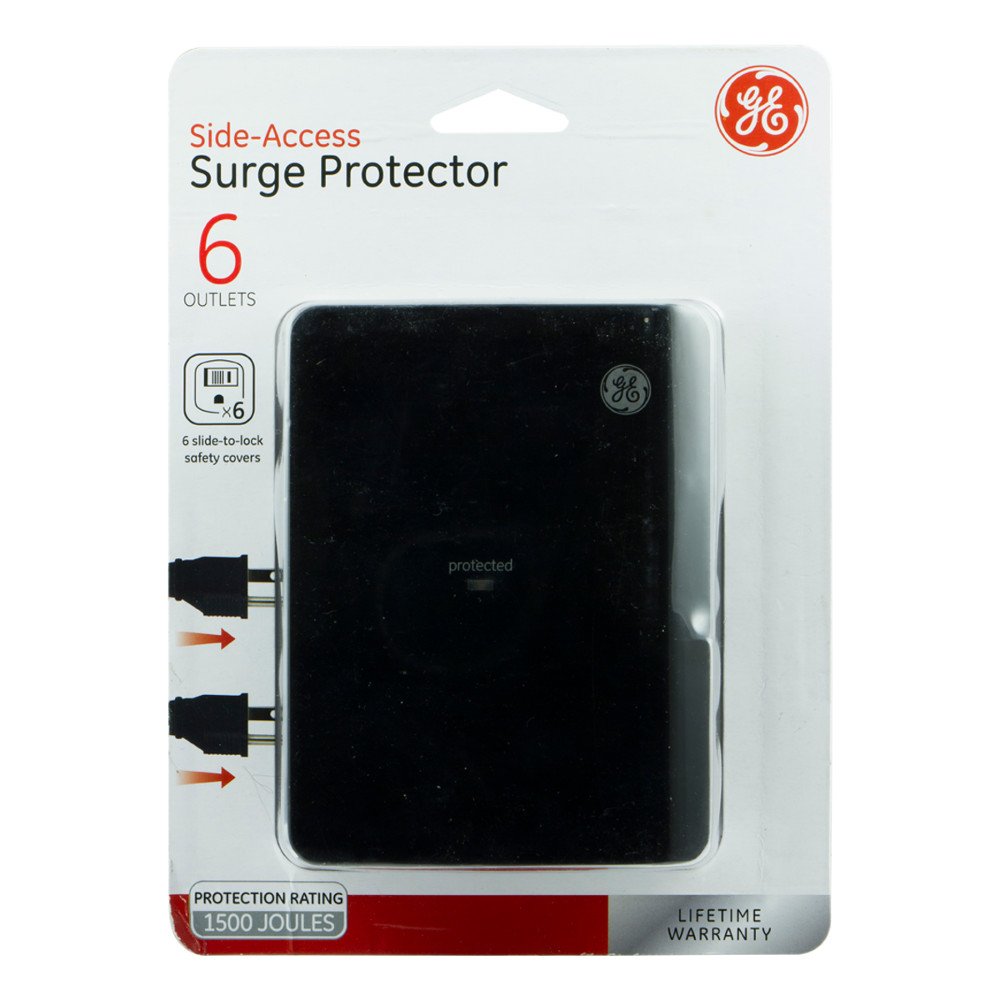 GE Wall Tap Surge Protector - 6 Outlets, Side Access, 1500 Joules ...