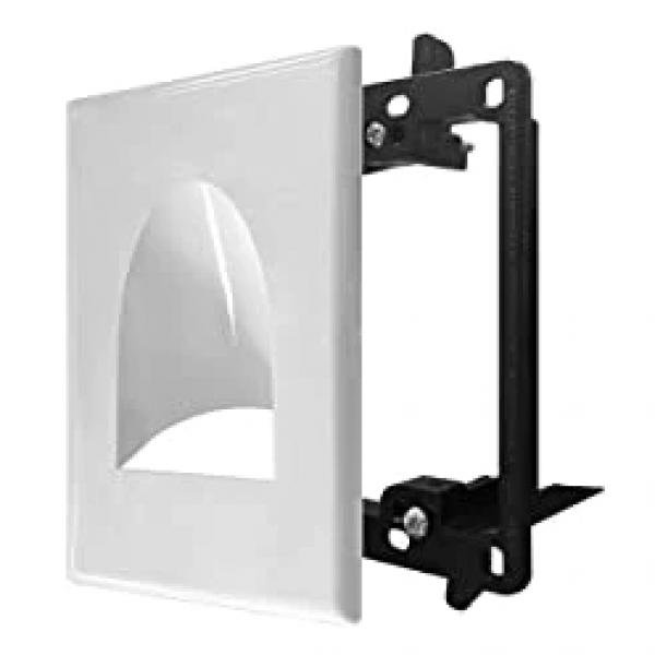 1-Gang Recessed Low Voltage Cable Plate With Mounting Bracket - White ...